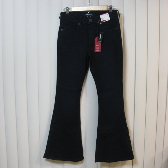 Express | Jeans | Nwt Express Black Mid Rise Bell Flare Jeans 2 S Short ...